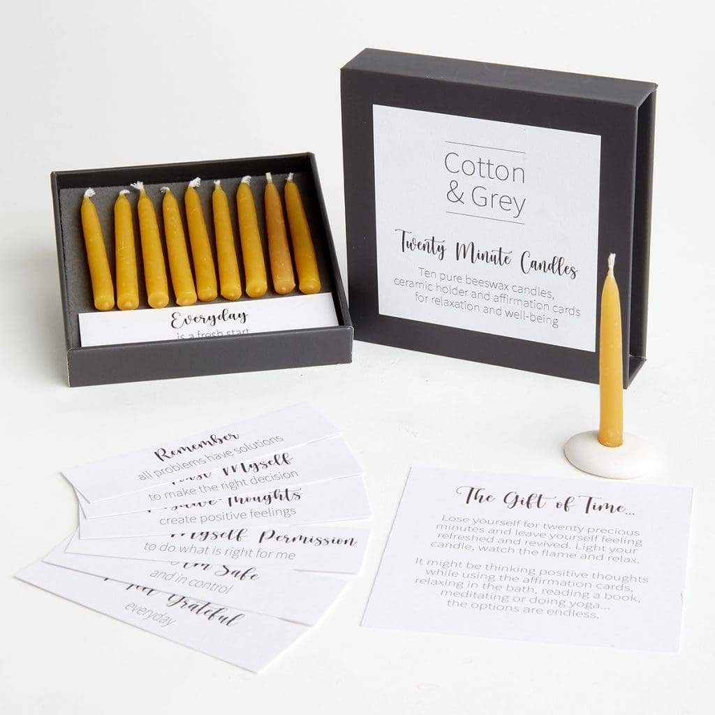 Twenty Minute Candles with Affirmation Cards – Cotton & Grey