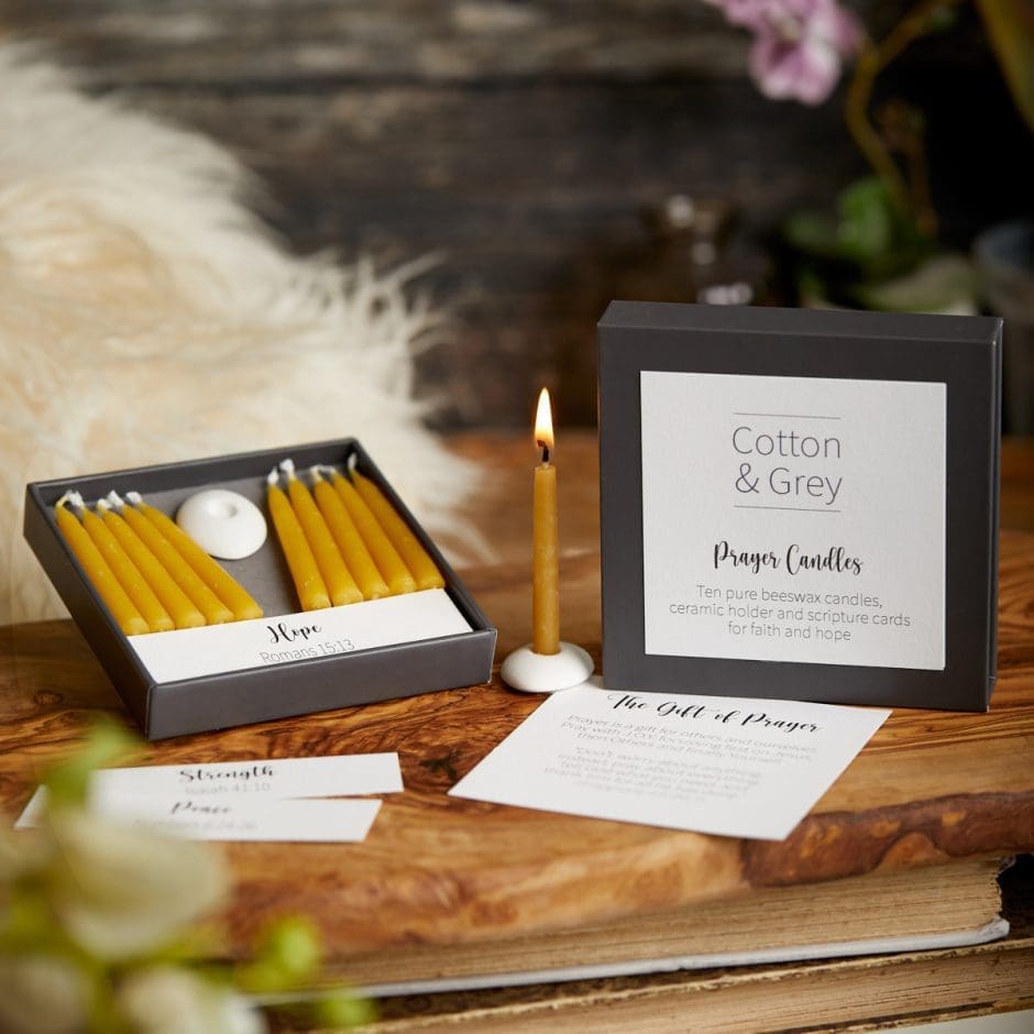 Prayer Candles with Scripture Cards – Cotton & Grey